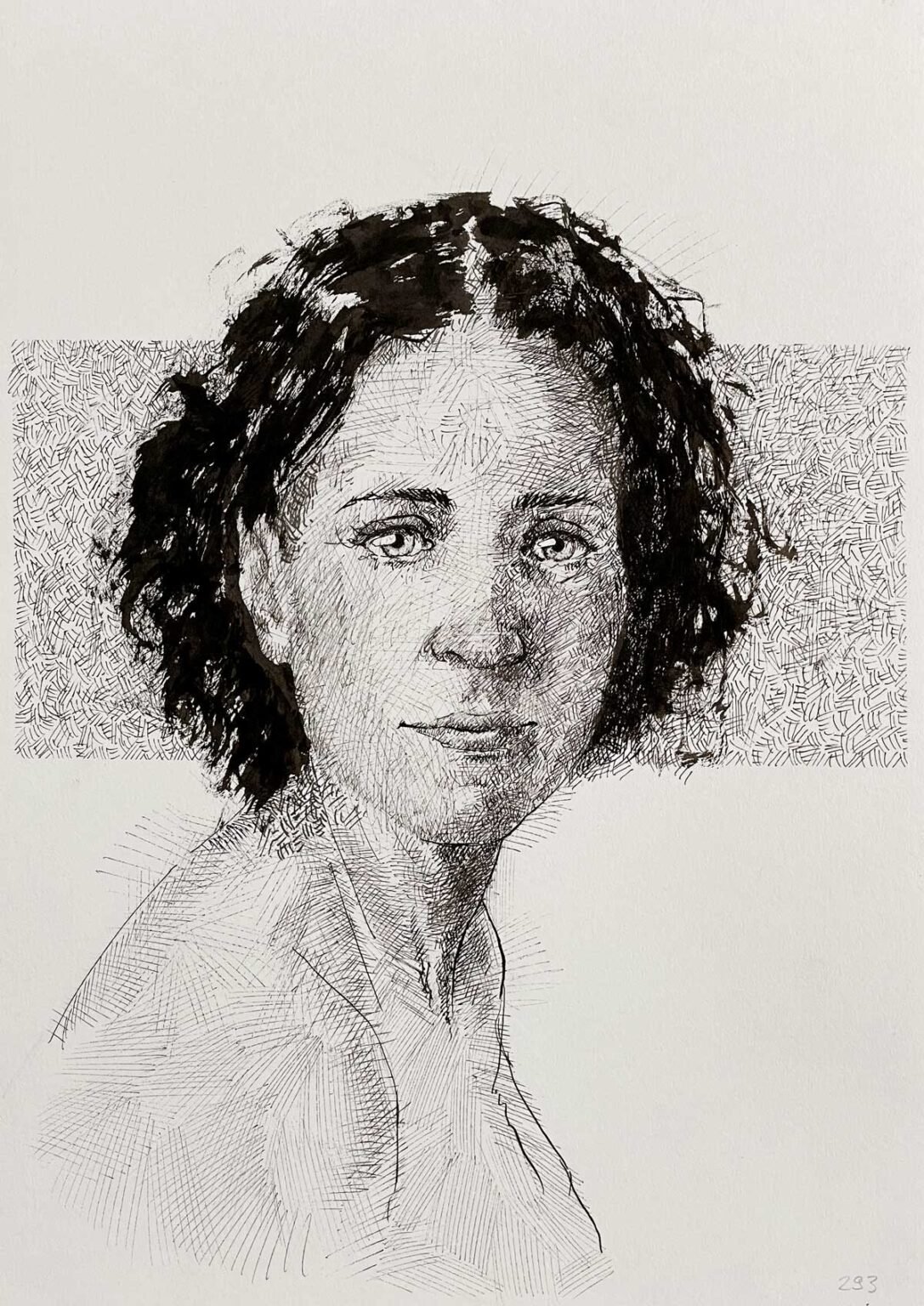 Female Portrait Ink Drawing for Sale - Memories | Dario Moschetta
